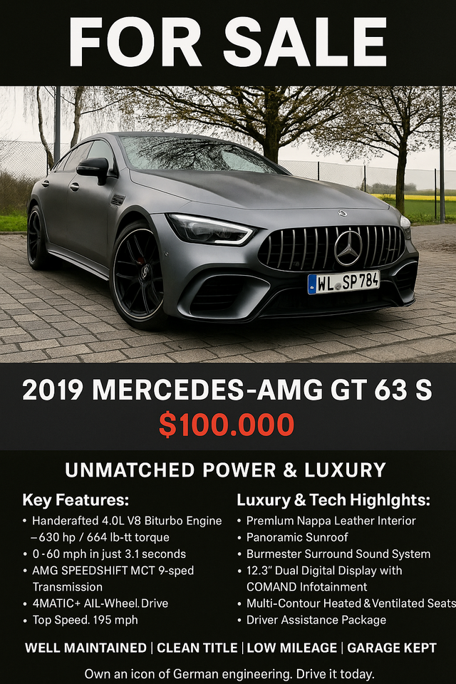 AMG GT63s | Cars for sale on Wiesbaden bookoo!